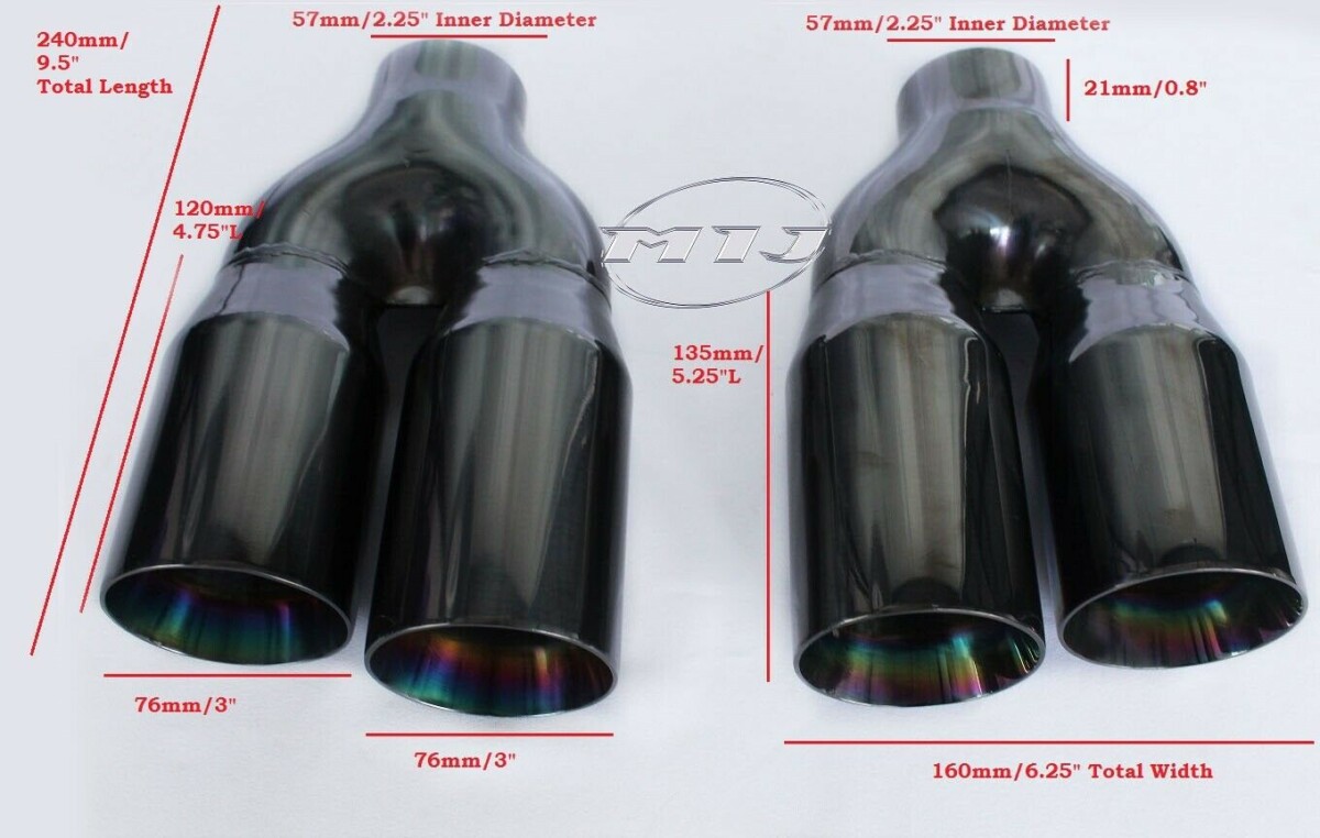 Twin 3 Inch Exhaust Tip, Stainless Steel, Straight Cut - MIJ Exhaust ...