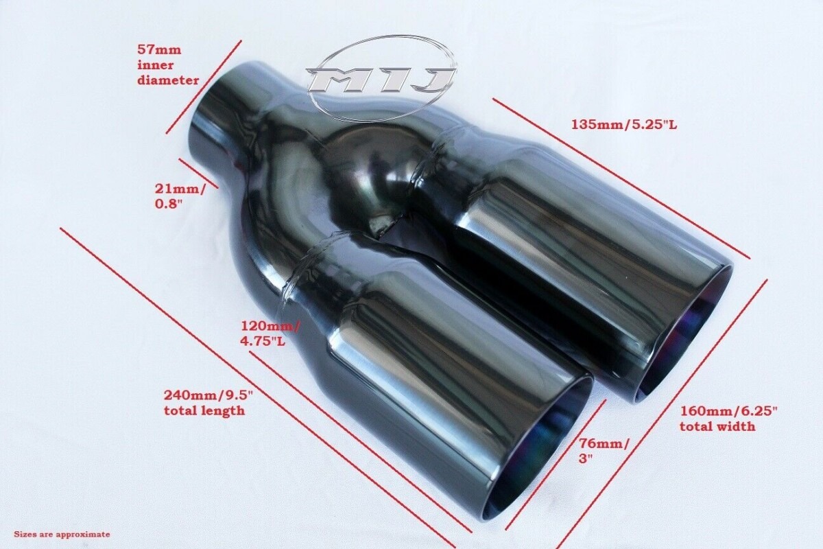Twin 3 Inch Exhaust Tip, Stainless Steel, Straight Cut - MIJ Exhaust ...