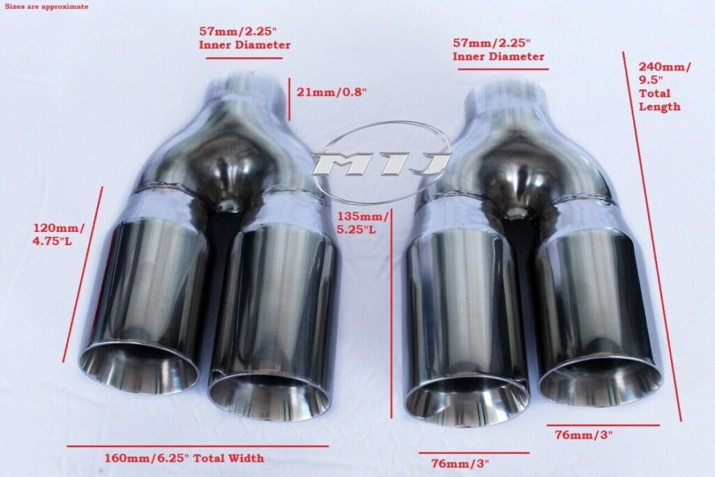 Twin 3 Inch Exhaust Tip, Stainless Steel, Straight Cut - MIJ Exhaust ...
