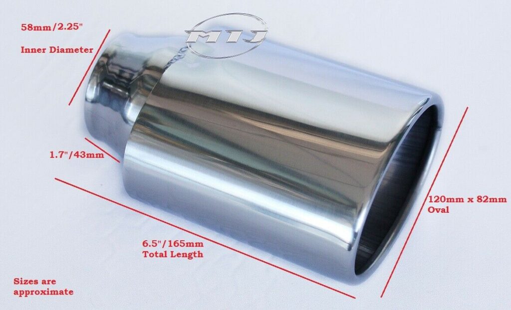 Single Oval Straight Cut Tail Pipe, Slashed Cut Trim - MIJ Exhaust Systems