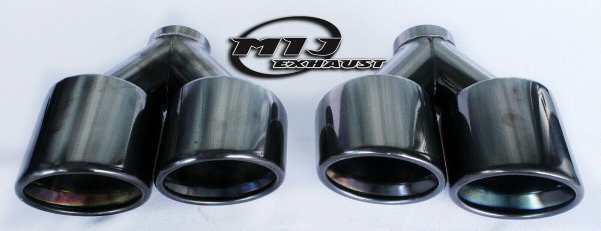 Twin Black Chrome Exhaust Tail Pipe 4" Pair Of Quality Stainless Steel ...