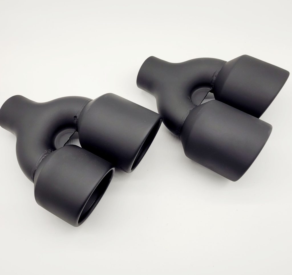 Pair of Matte Black Exhaust Tailpipe 4inch Twin Tips - MIJ Exhaust Systems