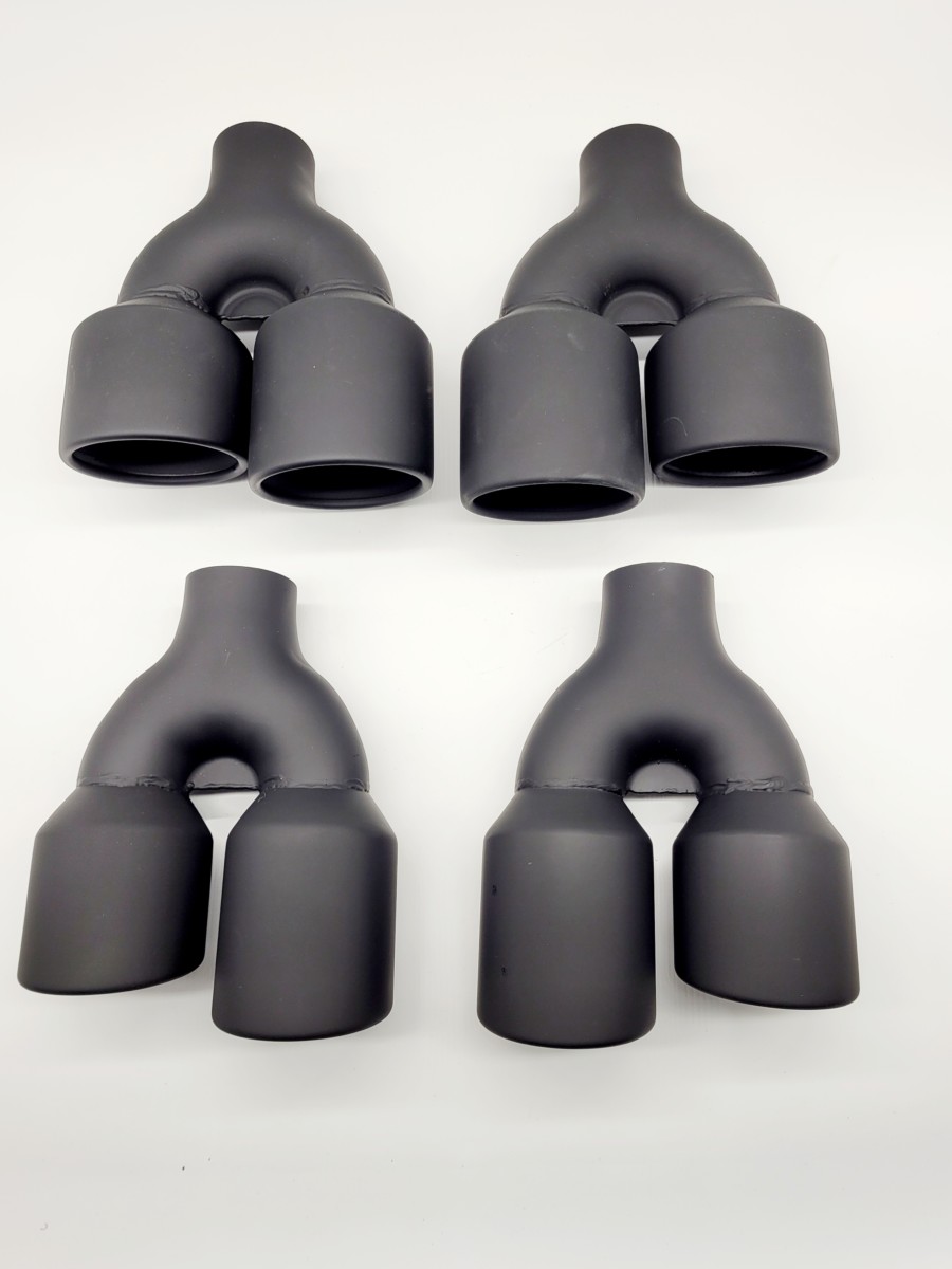 Pair Of Matte Black Exhaust Tailpipe 3.5inch Twin Tips - MIJ Exhaust ...