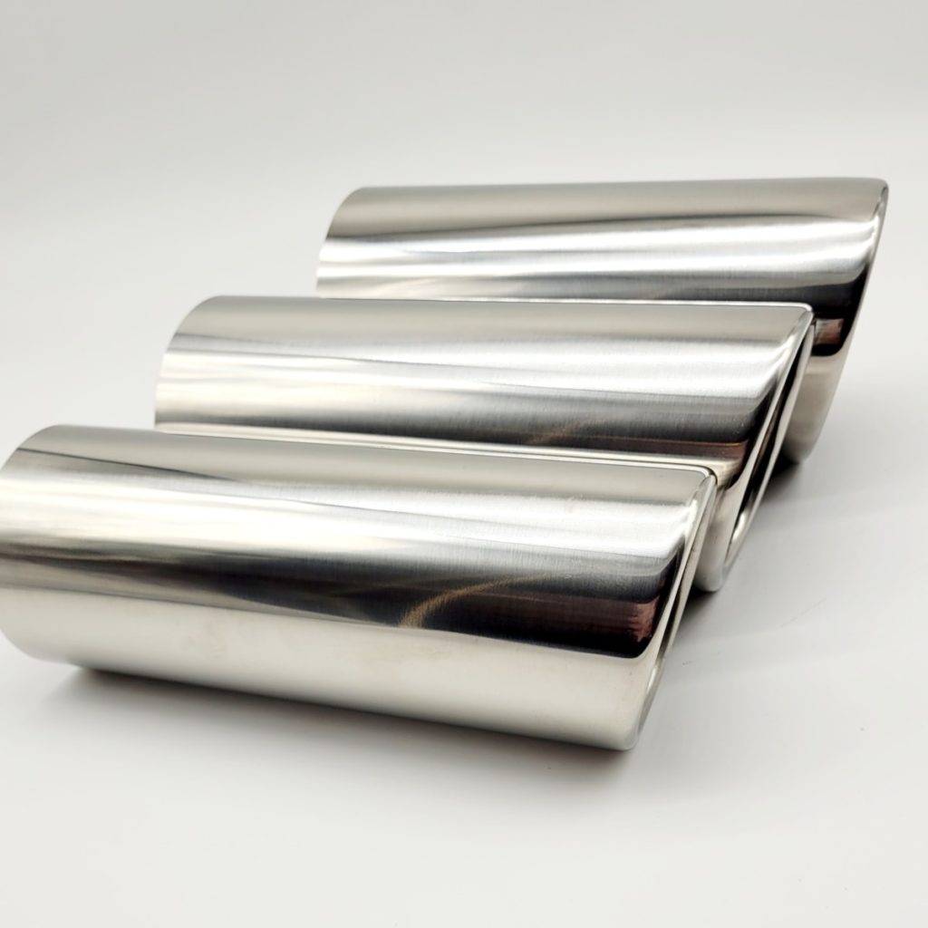 Single Rolled In Exhaust Trim, Slash Cut Weld-On Tip - MIJ Exhaust Systems