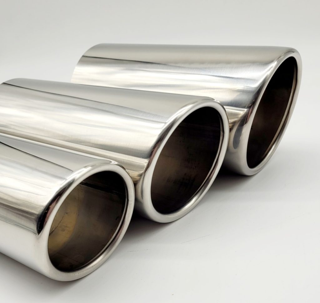 Single Rolled In Exhaust Trim, Slash Cut Weld-On Tip - MIJ Exhaust Systems