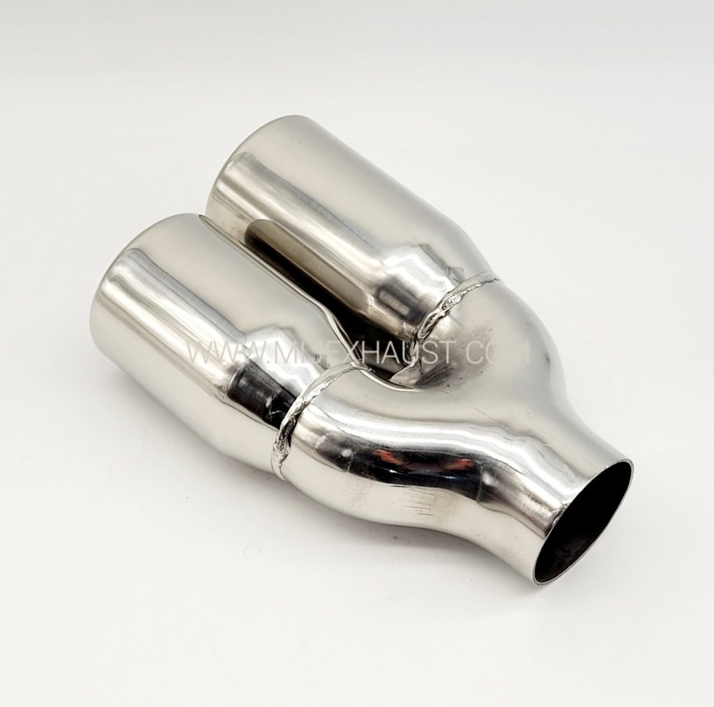 Twin Exhaust Tailpipe 3" Rolled Twin Staggered Tip - MIJ Exhaust Systems