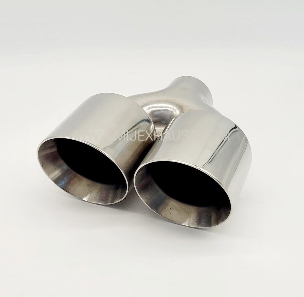 Twin Exhaust Tailpipes Double Skinned Tips Slash Cut - MIJ Exhaust Systems
