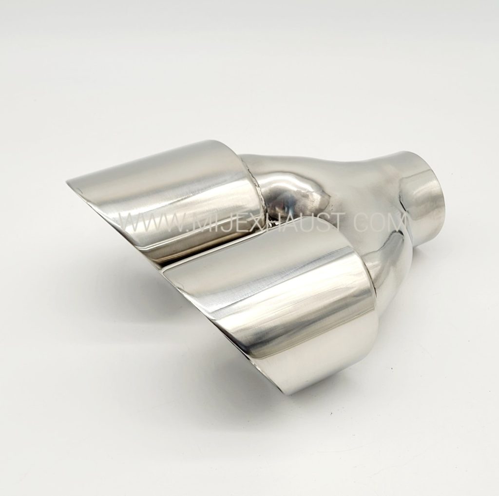 Twin Exhaust Tailpipes Double Skinned Tips Slash Cut - MIJ Exhaust Systems