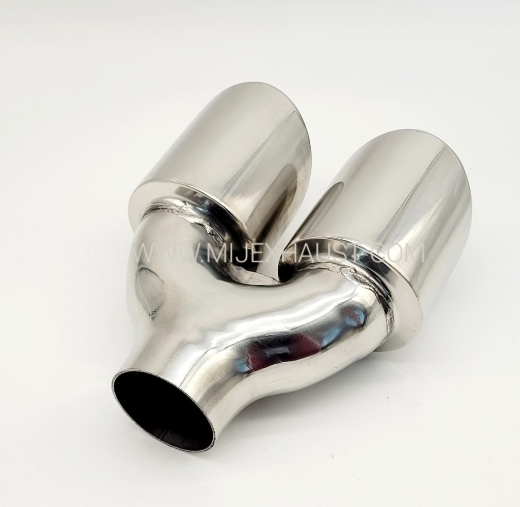Twin Exhaust Tailpipes Double Skinned Tips Slash Cut - MIJ Exhaust Systems