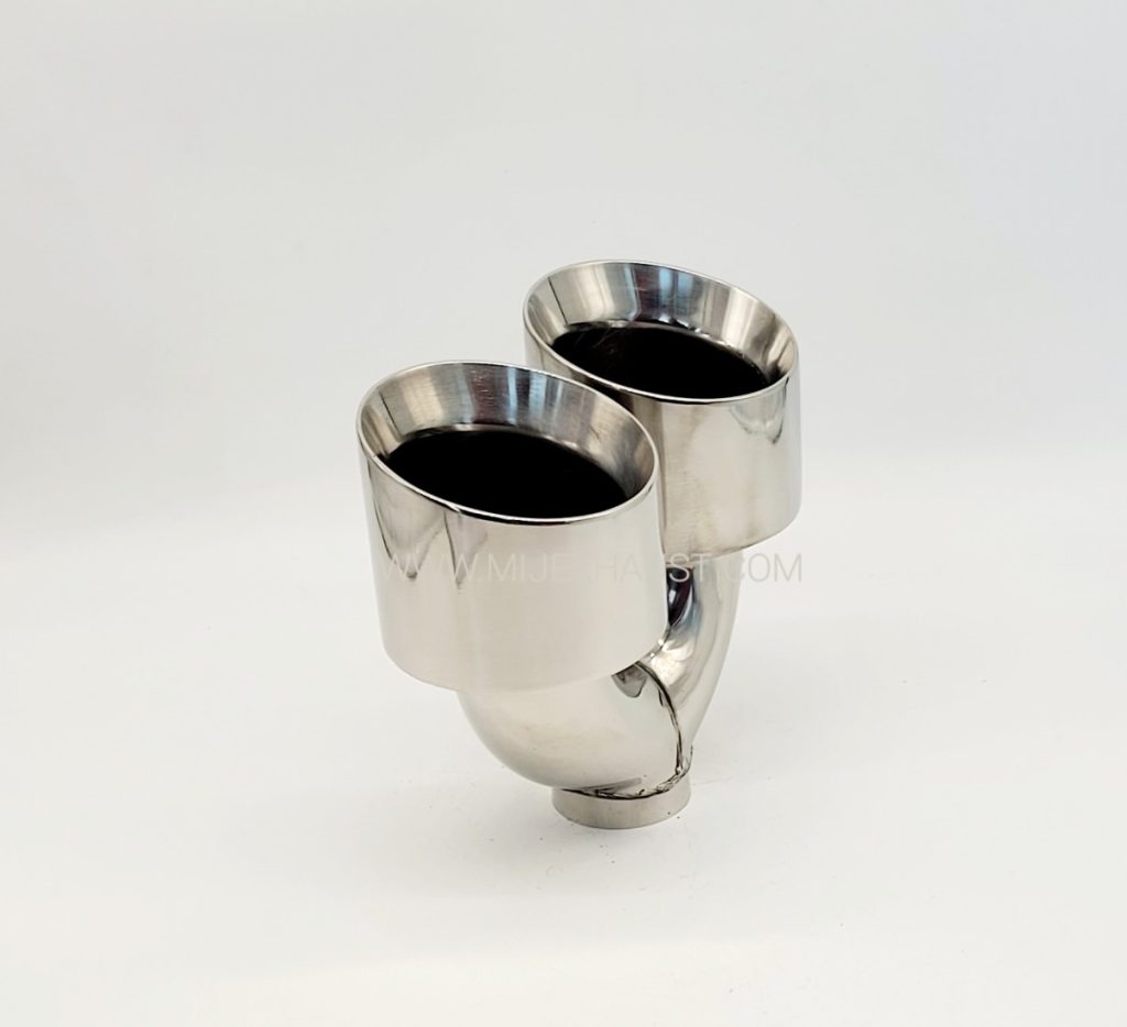 Twin Exhaust Tailpipes Double Skinned Tips Slash Cut - MIJ Exhaust Systems
