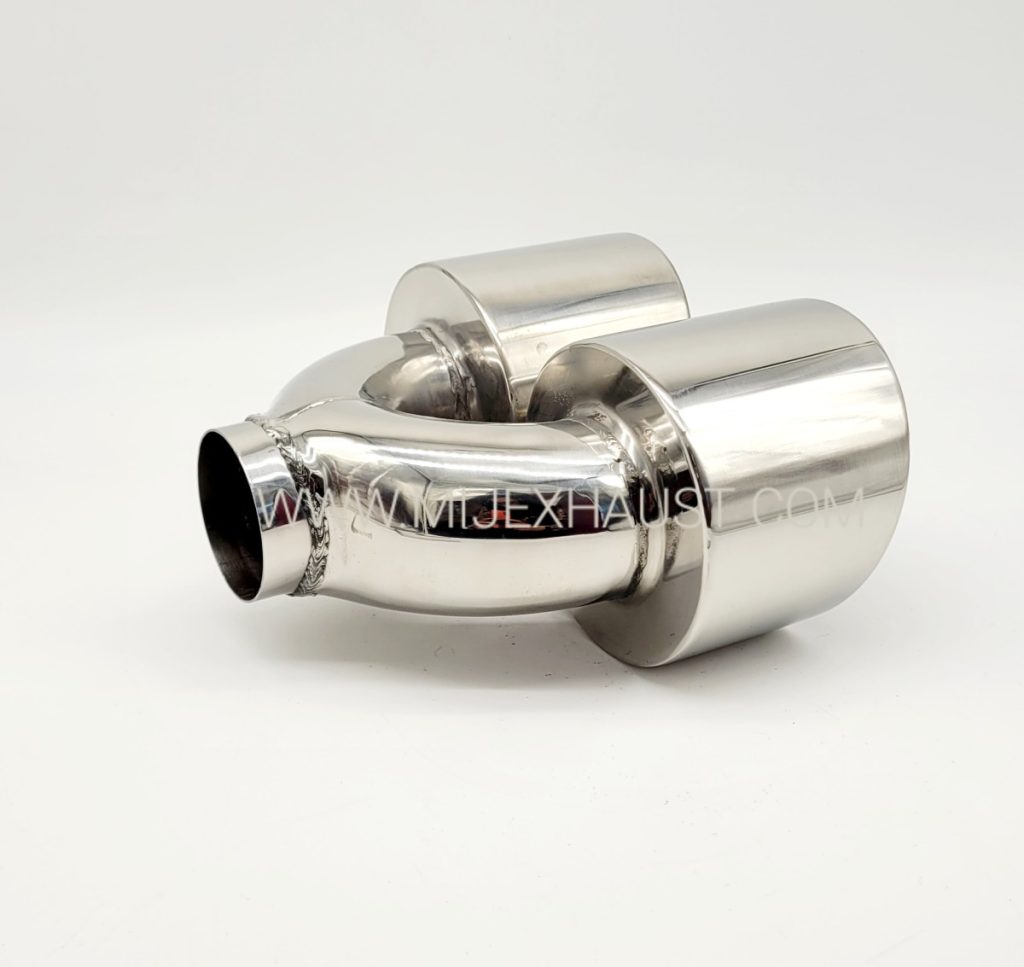Twin Exhaust Tailpipes Double Skinned Tips Slash Cut - MIJ Exhaust Systems