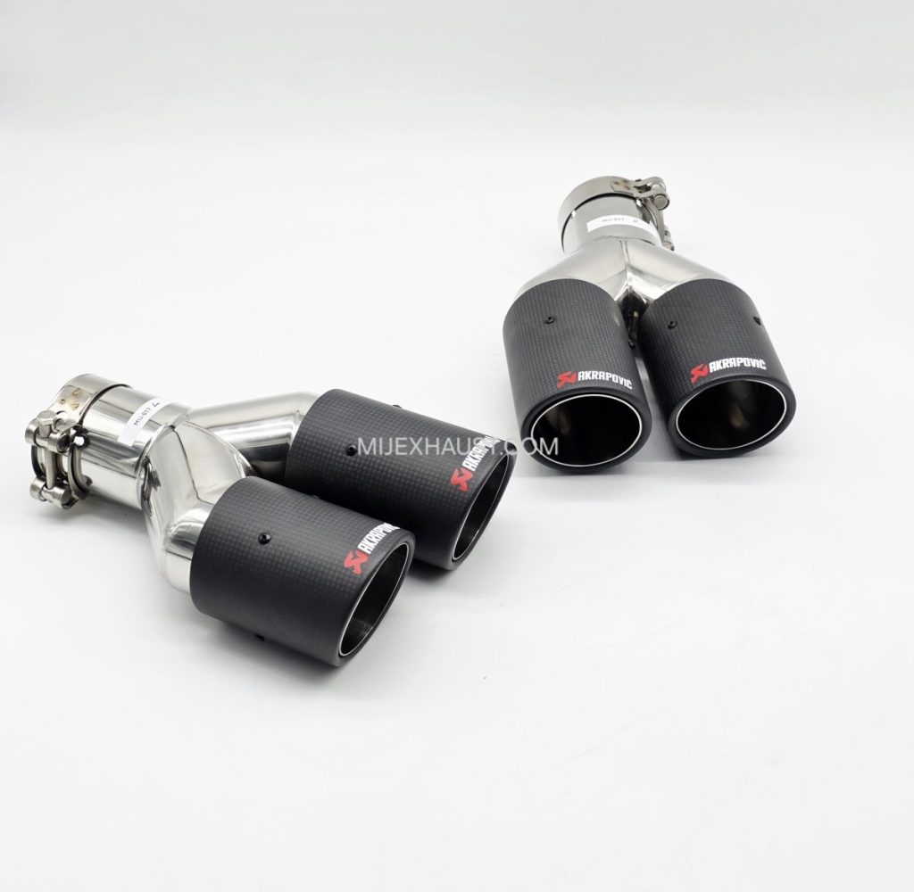 Carbon Fibre Exhaust 3" Quad Tailpipes Rolled Twin Tips - Matte - MIJ ...